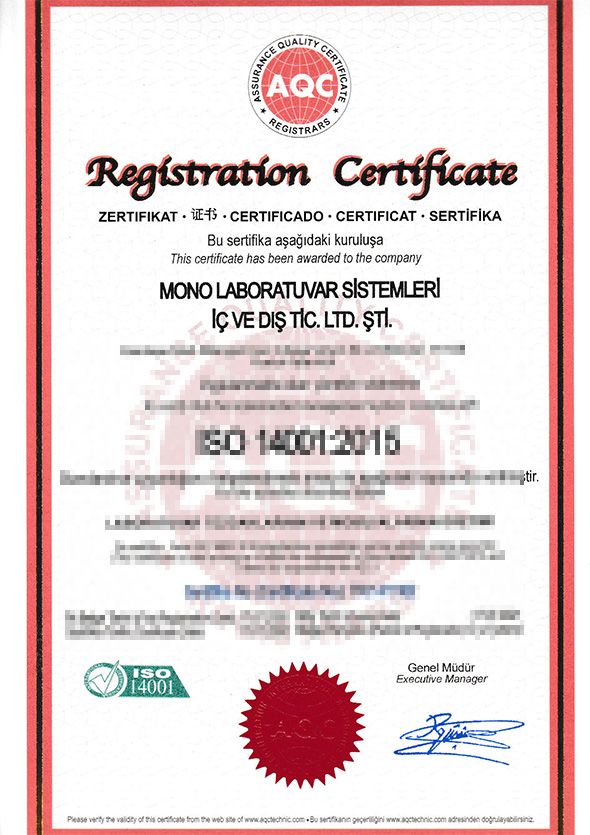 Sertifikalar - Monolab Laboratuvar Sistemleri